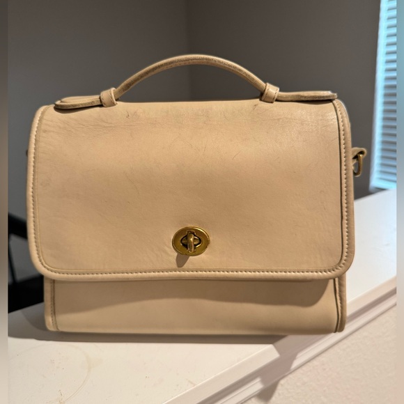 Coach | Bags | Coach Cream Satchel With Gold Accentcoach 987 Ivory ...